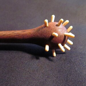 Spike Ball Hair Stick - Hand Carved - Black Walnut Stick With Bamboo ...