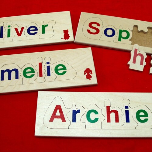 Personalized Name Jigsaw 6 Letters Educational Wooden - Etsy