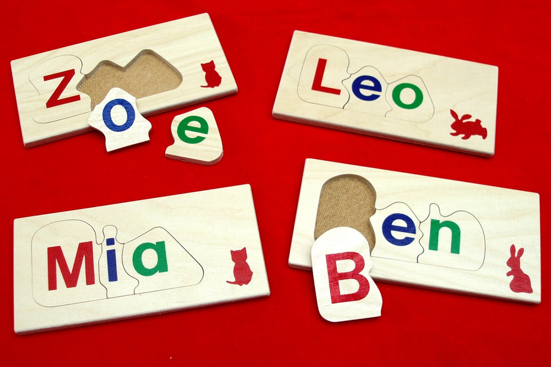 Children's Wooden Name Jigsaw Puzzle - 3 Letters - Personalised ...