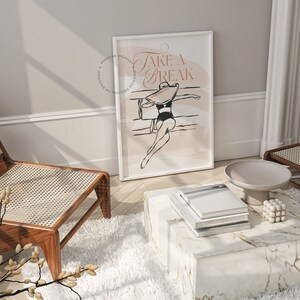 Take a Break Beige Pool House Art Print Fashion Illustration, Home ...