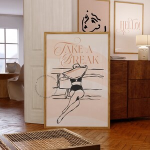 Take a Break Beige Pool House Art Print Fashion Illustration, Home ...