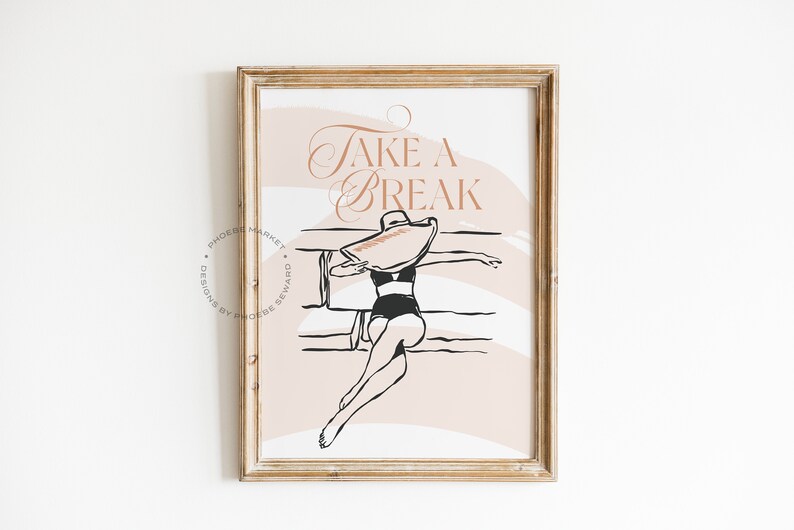 Take a Break Beige Pool House Art Print Fashion Illustration, Home ...