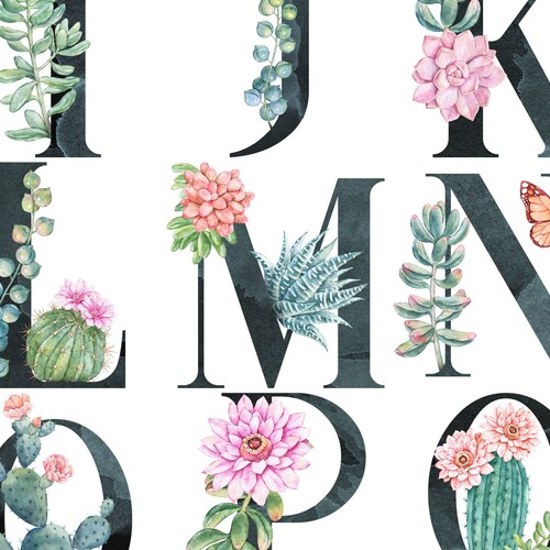 Single Initial Letter Monogram Decal Floral Letter Decal - Etsy