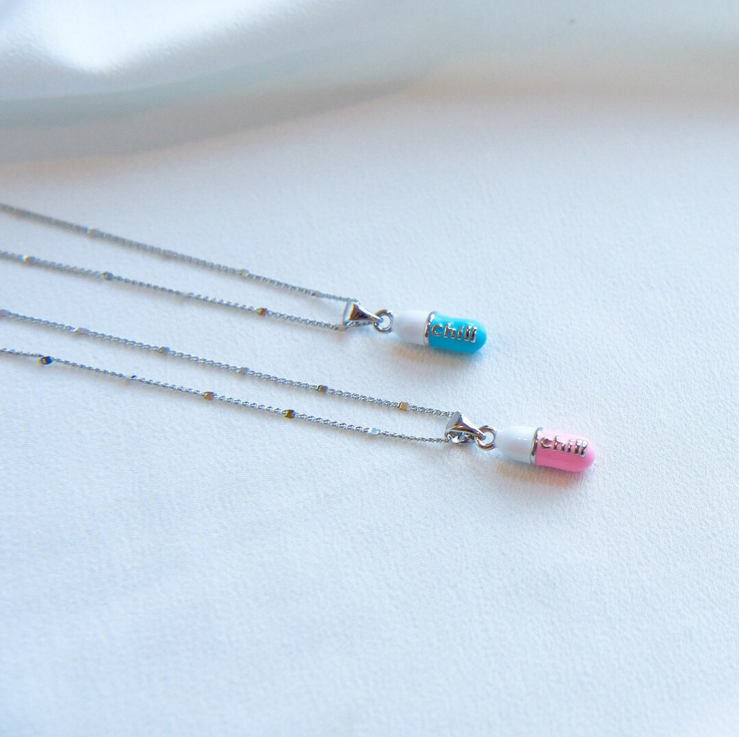 Take a Chill Pill Necklace Silver Chain Chill Pill Necklace Chill Pill ...