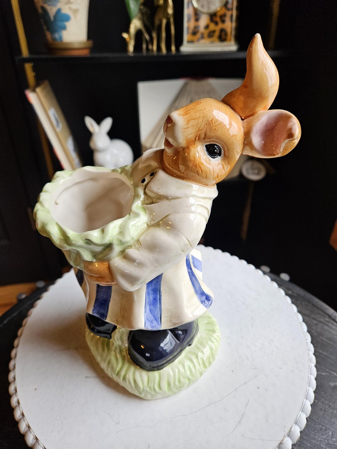 Vintage Rabbit Planter Easter Decor Cottage Core Plant Girly Quirky ...