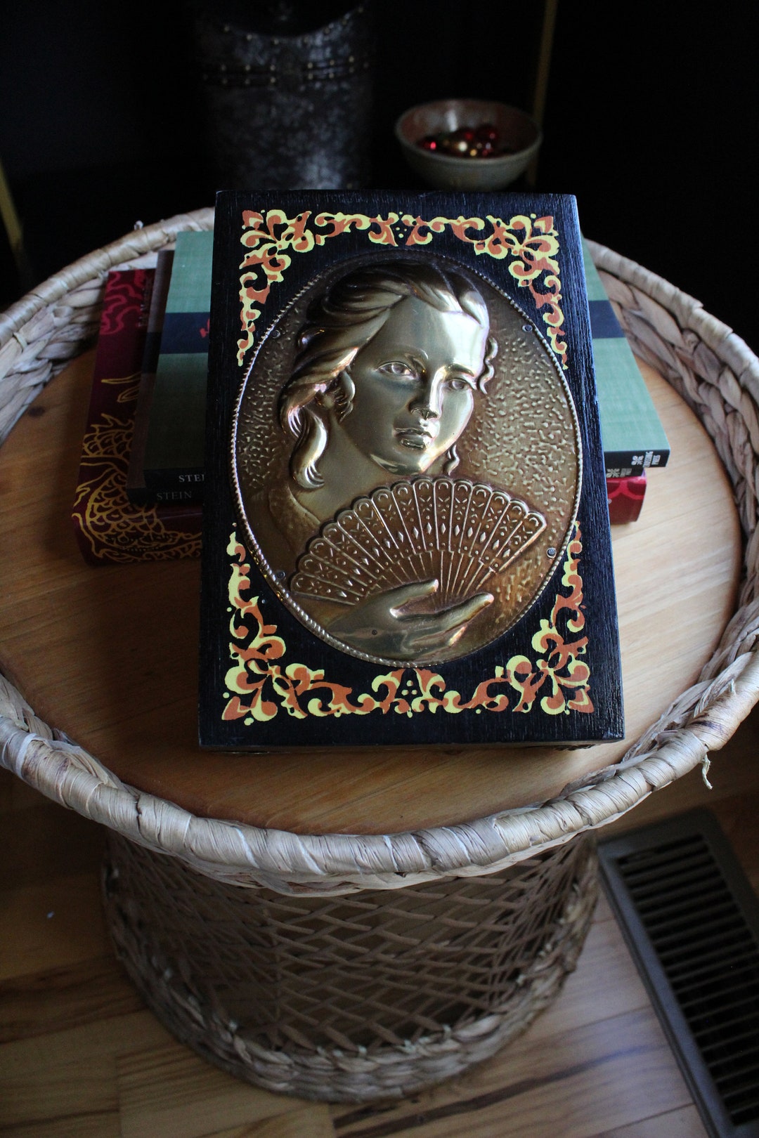Vintage Painted Copper Plate Music Box From Ukraine Vintage Wood ...