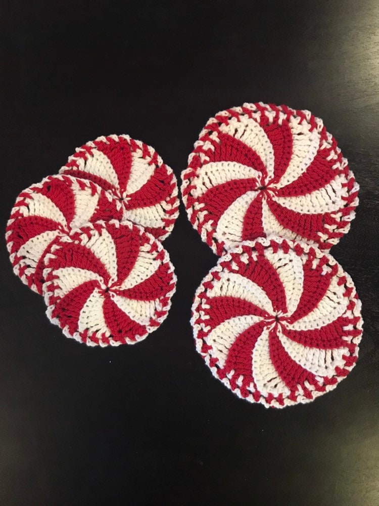 Peppermint Coasters / set of 4 | Etsy