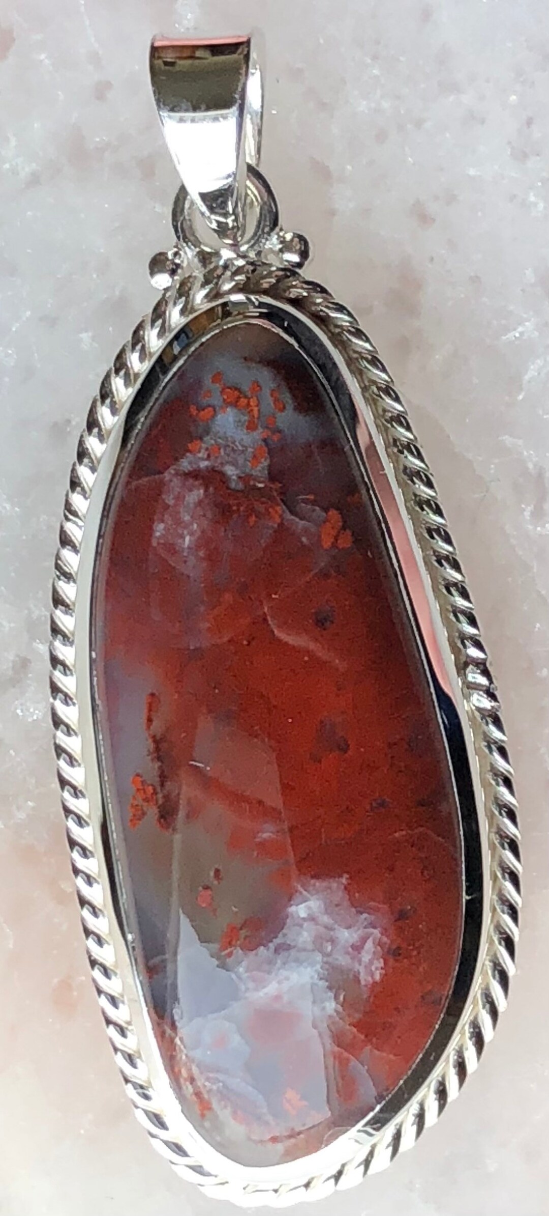 Montana Jasper & Chalcedony Agate Cabochon Silver Pendant - Etsy UK