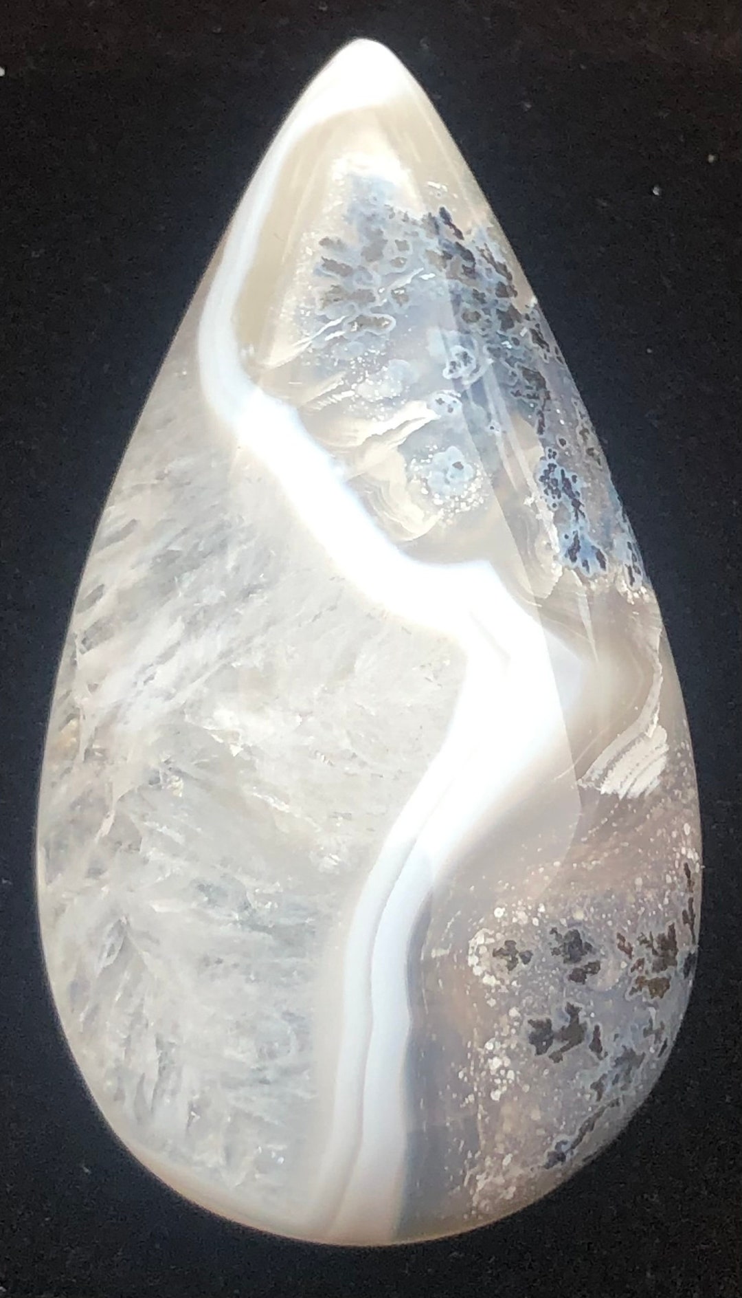 Shocked Quartz Banded Agate With Dendrite Inclusions/cabochon Crafted ...