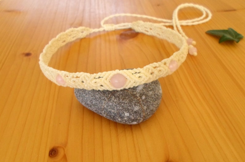 Macrame Choker, Rose Quartz Necklace, Macrame Jewelry, Rose Quartz ...