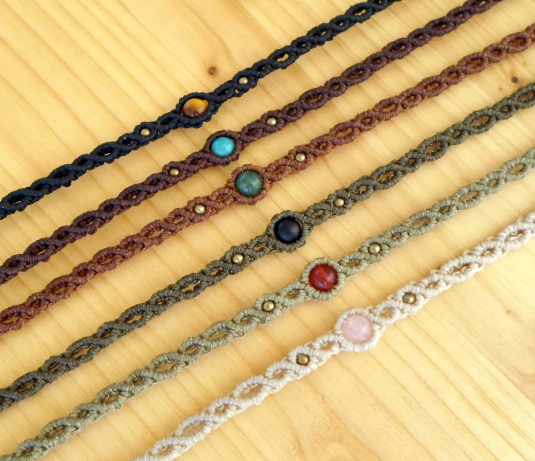 Macrame Choker, Boho Headband, Macrame Jewelry, Gemstone Choker ...