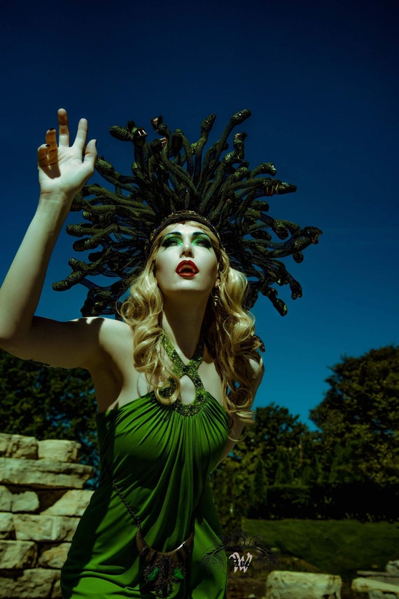 Zieleneter Medusa Cosplay Green Velvet Goddess Medusa Sexy Snake