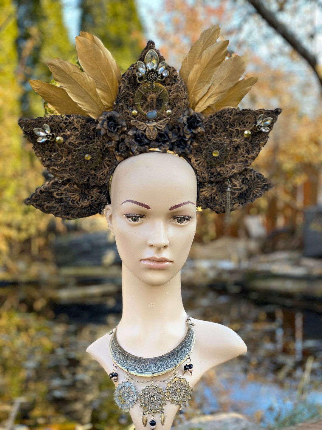 Dark Geisha Headdress Headpiece, Goth Headdress, Geisha Headpiece ...