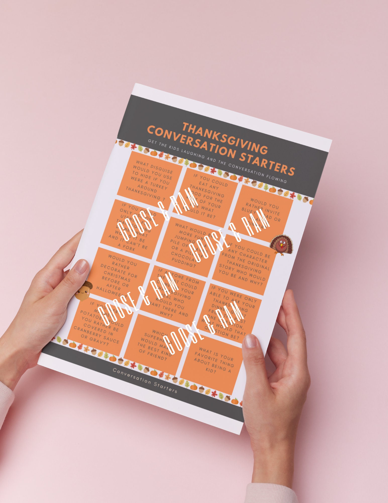 Thanksgiving Conversation Starters Printable, Kids Activity Printable ...