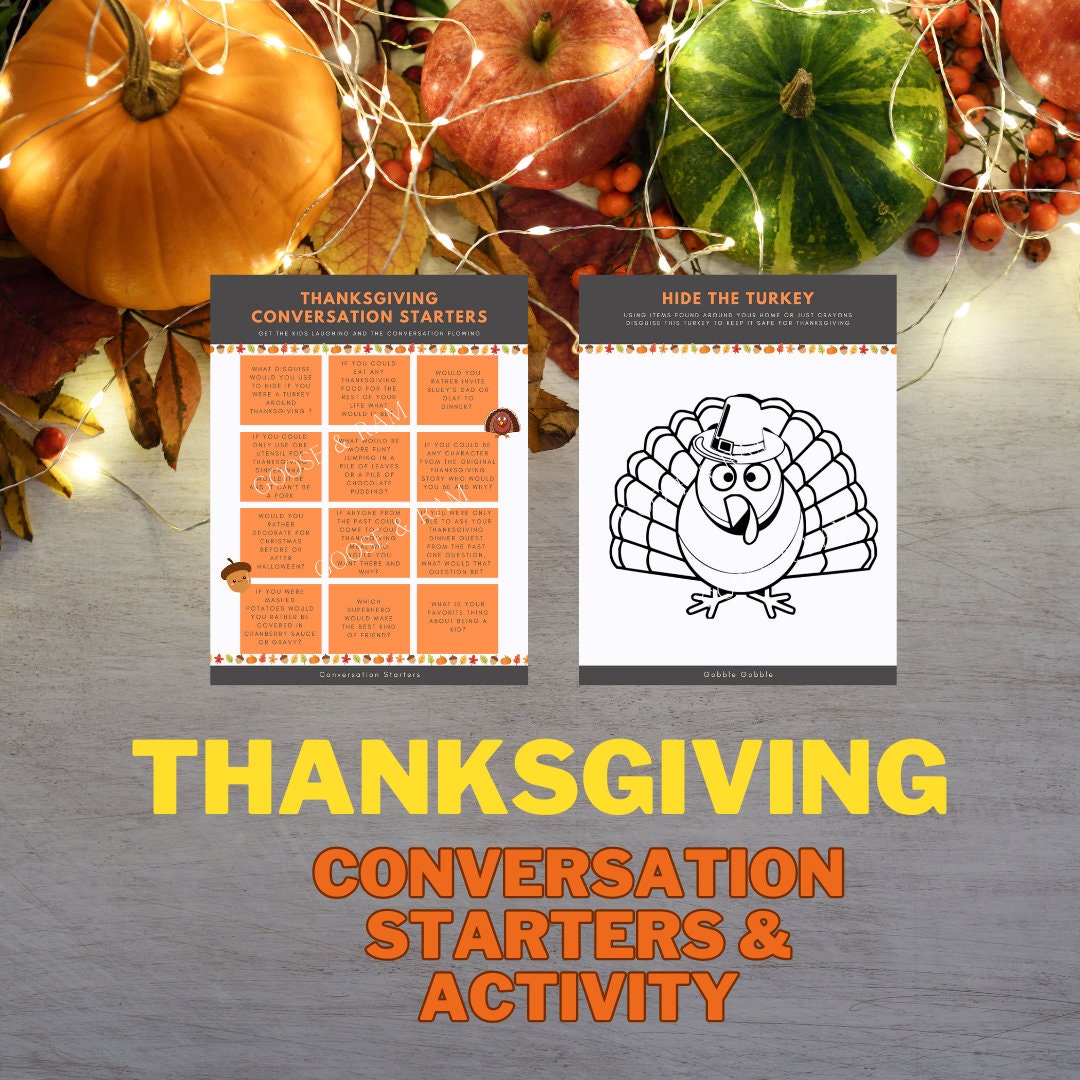 Thanksgiving Conversation Starters Printable, Kids Activity Printable ...