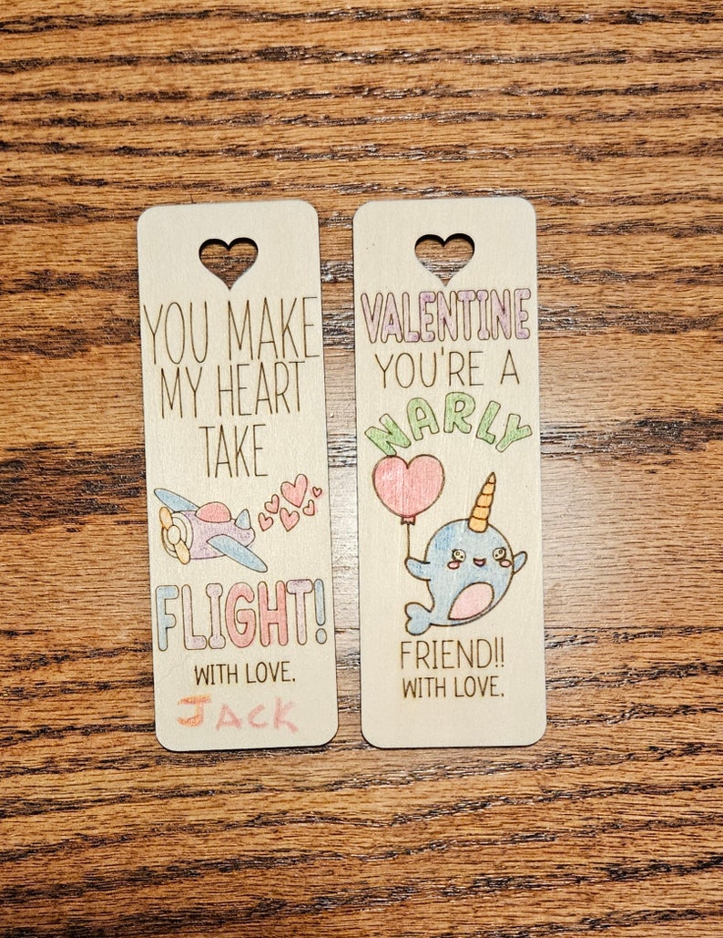 Laser Engraved Wooden Valentine Bookmarks, Kids Classroom Gift (SVG ...