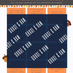 Thanksgiving Conversation Starters Printable, Kids Activity Printable ...