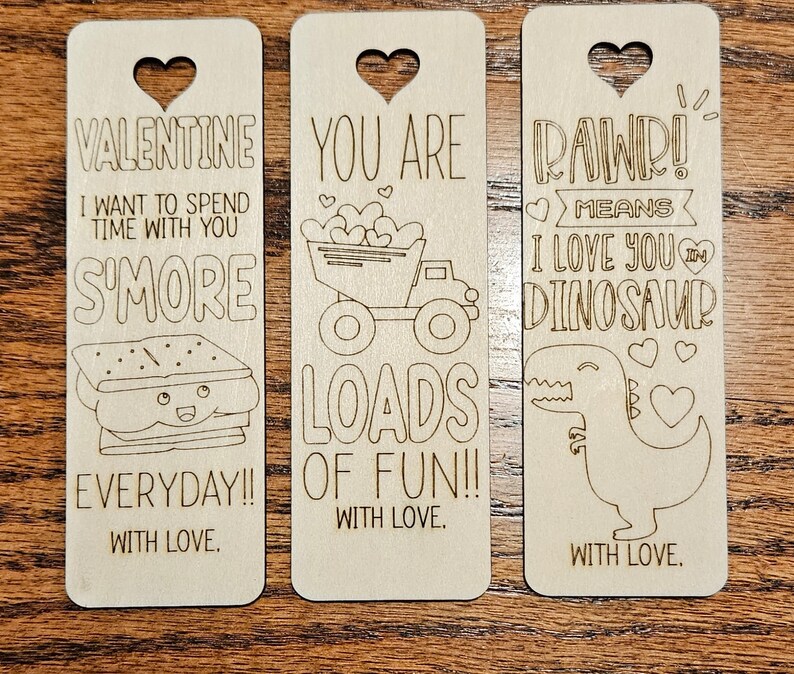 Laser Engraved Wooden Valentine Bookmarks, Kids Classroom Gift (SVG ...