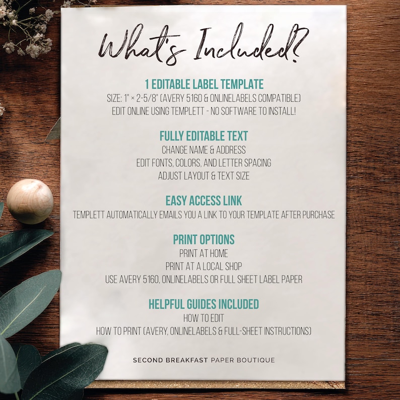 Return Address Label Template • Editable in Templett • Avery 5160 • 1×2 ...