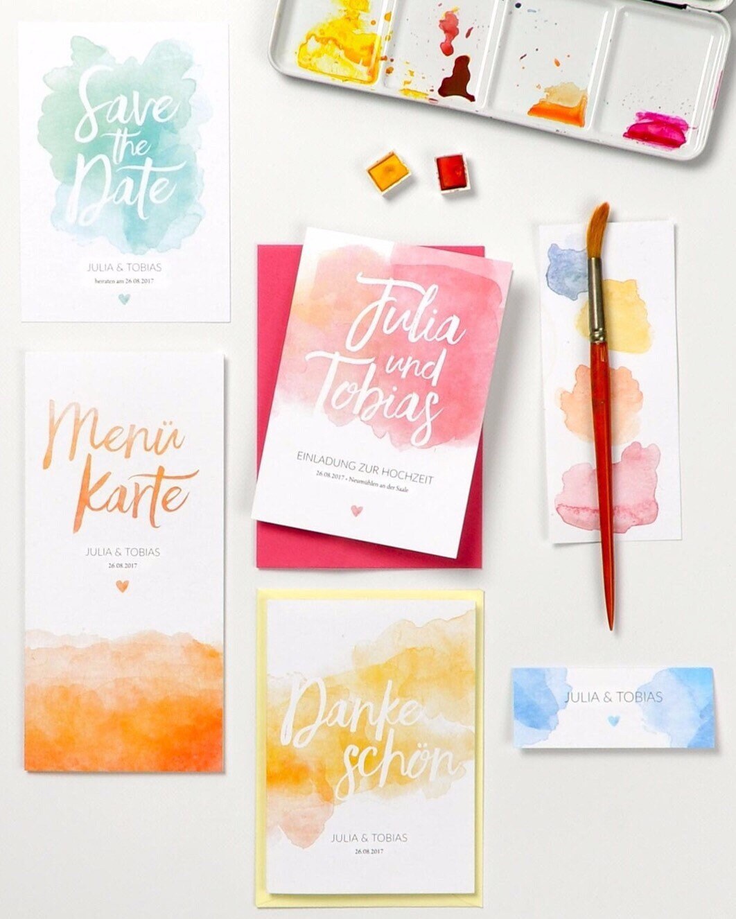 Watercolor Wedding Card Design Exclusive Set - Etsy