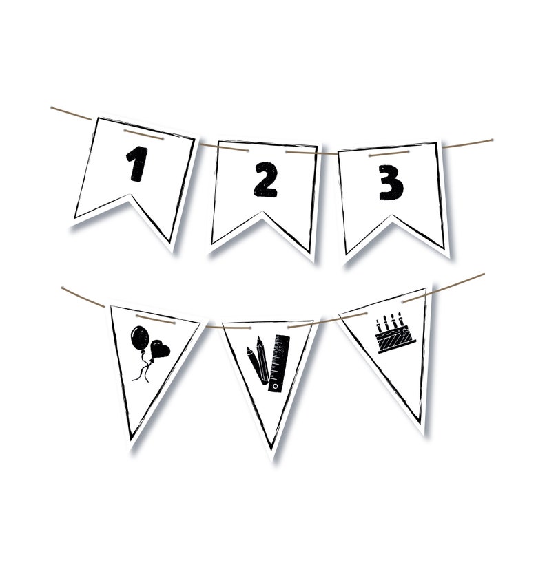 Happy Birthday Garland to Print Out - Triangle Pennants and Zigzag ...