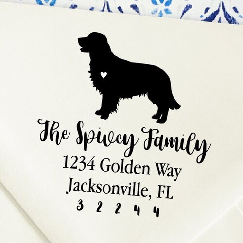 Golden Retriever Custom Address Stamp Self Inking Golden - Etsy