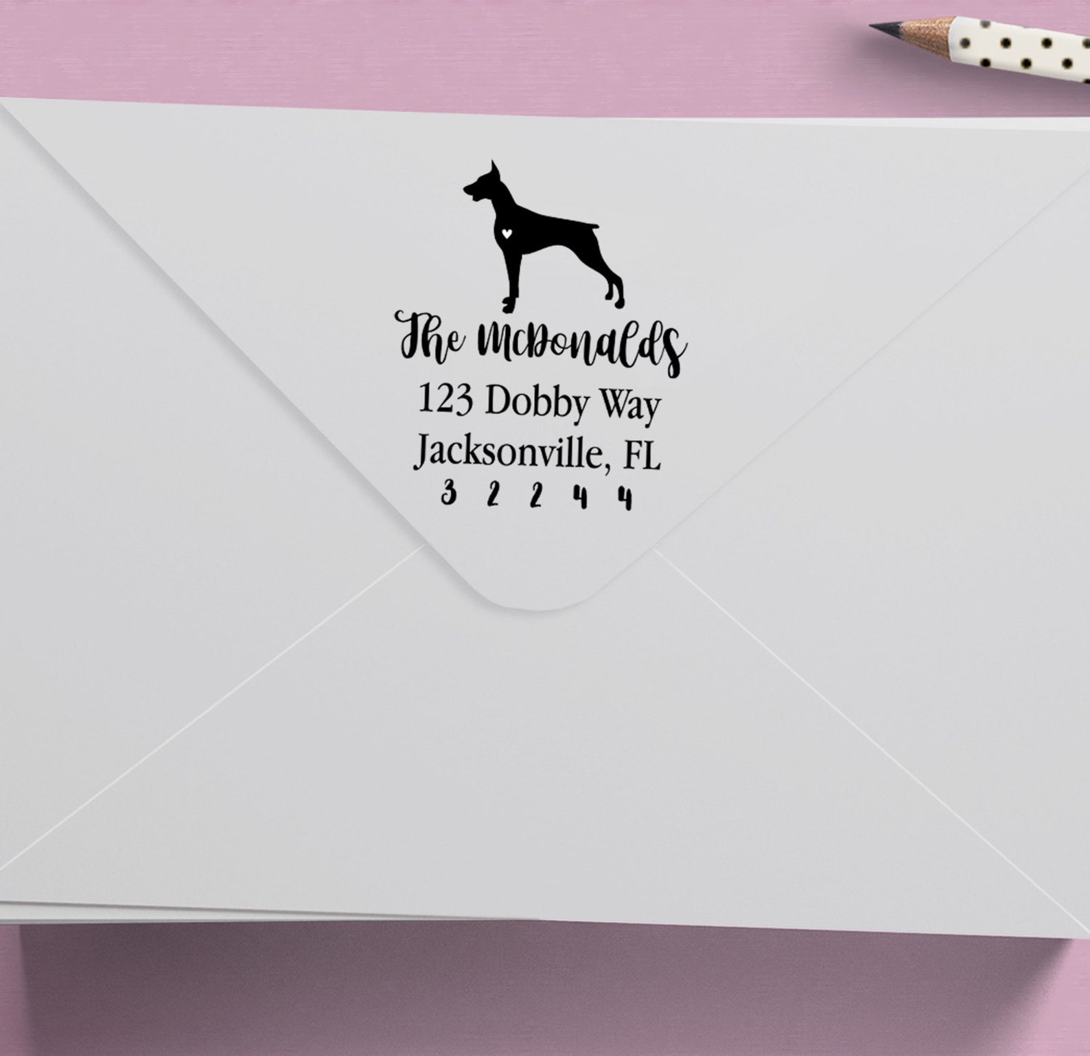 Doberman Custom Address Stamp - Self Inking Doberman Pinscher ...