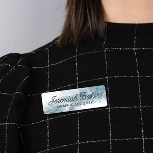 Custom Name Tag With Marble Design, Durable Plastic Name Tag With ...