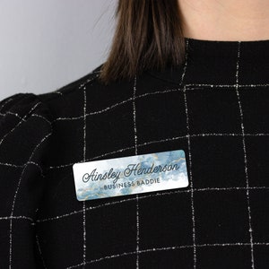 Custom Name Tag With Marble Design, Durable Plastic Name Tag With ...