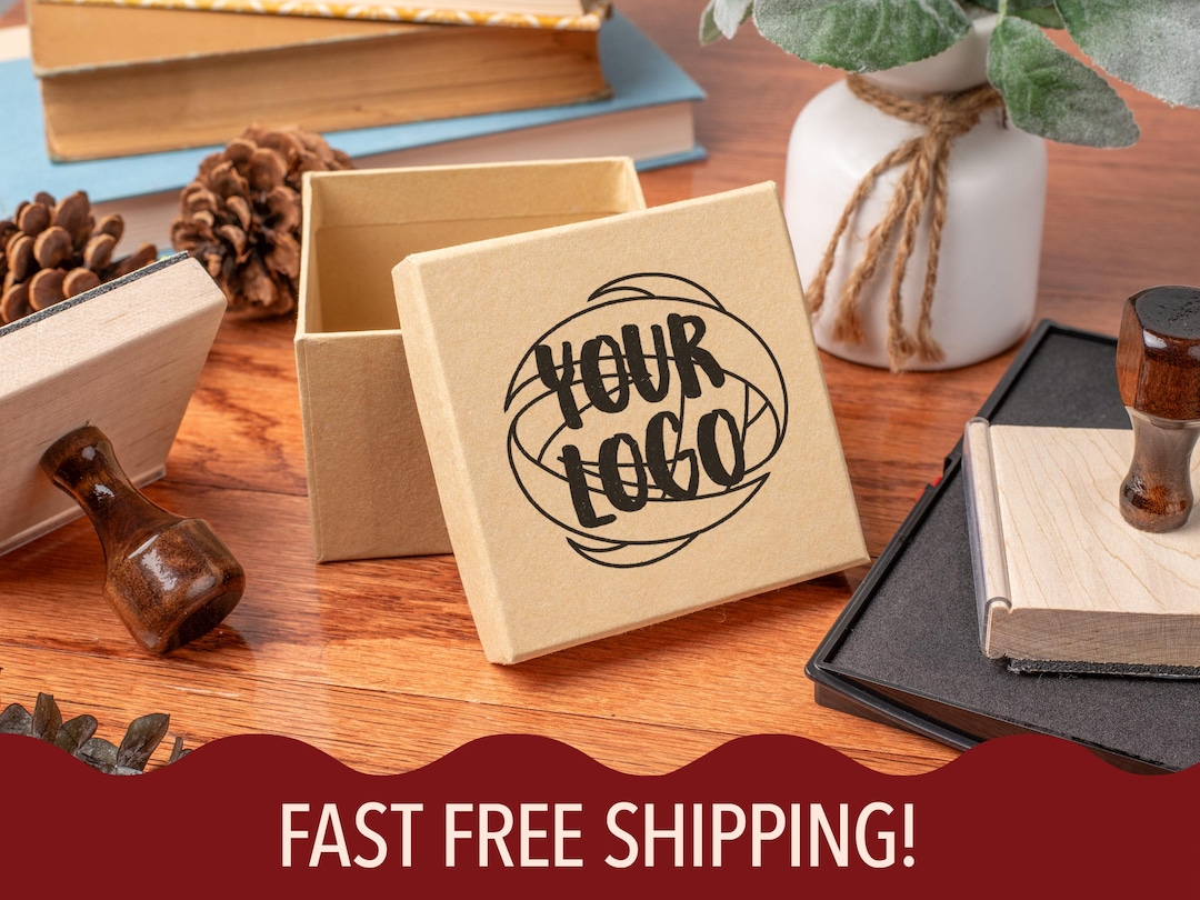 Custom 3" Logo Stamper | Rubber Logo Handstamp and Ink | Business Logo ...