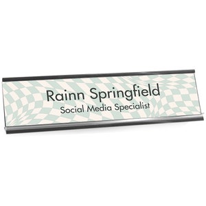 Groovy Checkered Desk Name Plate, Desk Plaque for Office Decor, Custom ...