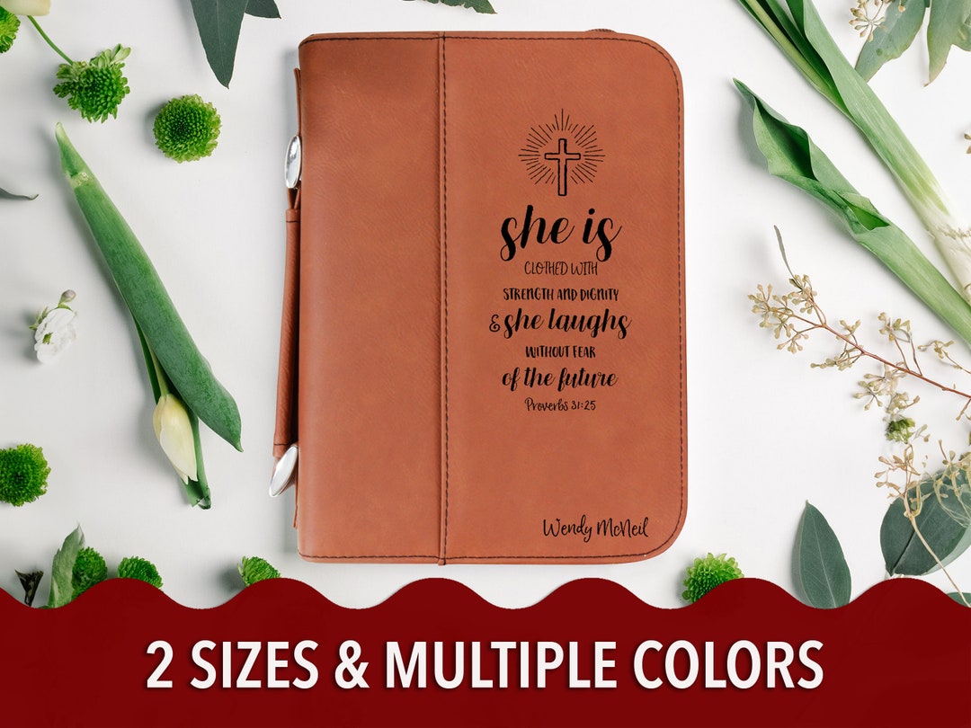 Custom Bible Cover for Women, Engraved Book Cover With Bible Verse ...