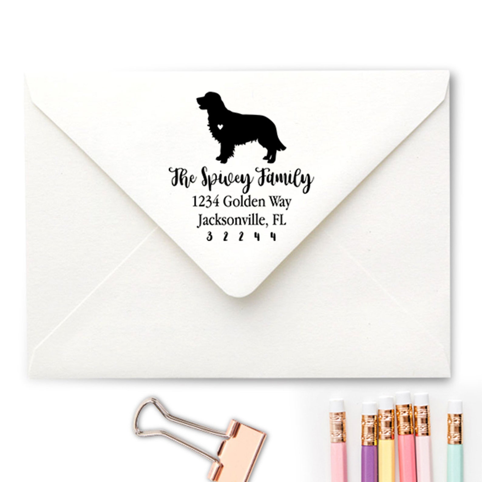 Golden Retriever Custom Address Stamp Self Inking Golden - Etsy