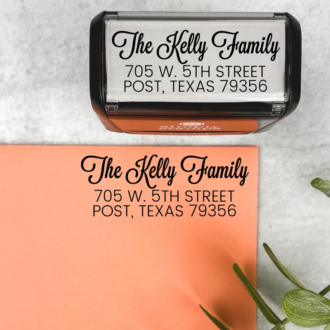 Custom Script Address Stamp | Self Inking or Wood Handled Custom Stamp ...