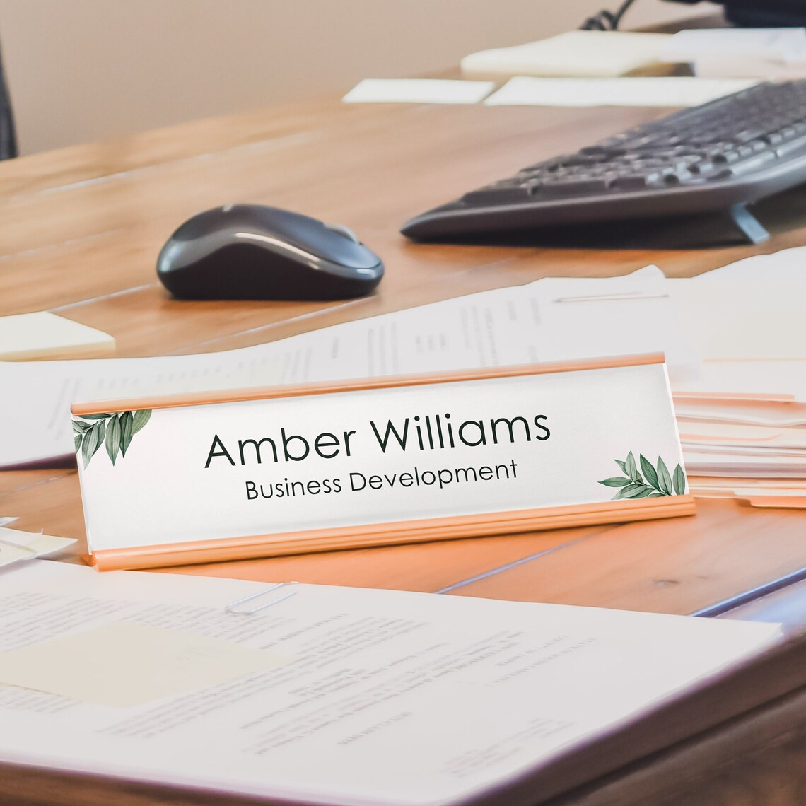 Plant Corners Desk Name Plate, Desk Plaque for Plant Lover, Custom Name ...