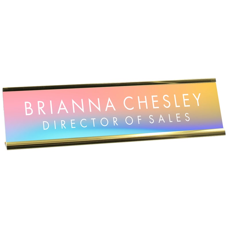 Pink Gradient Desk Name Plate, Desk Plaque for Office Decor, Custom ...