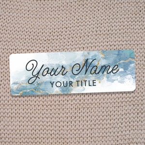 Custom Name Tag With Marble Design, Durable Plastic Name Tag With ...