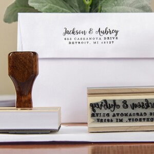 Personalized Return Address Stamp | Custom Script Self-inking & Wooden ...