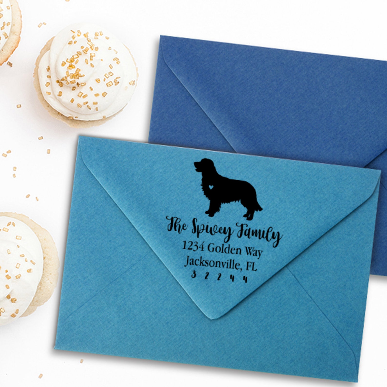 Golden Retriever Custom Address Stamp Self Inking Golden - Etsy