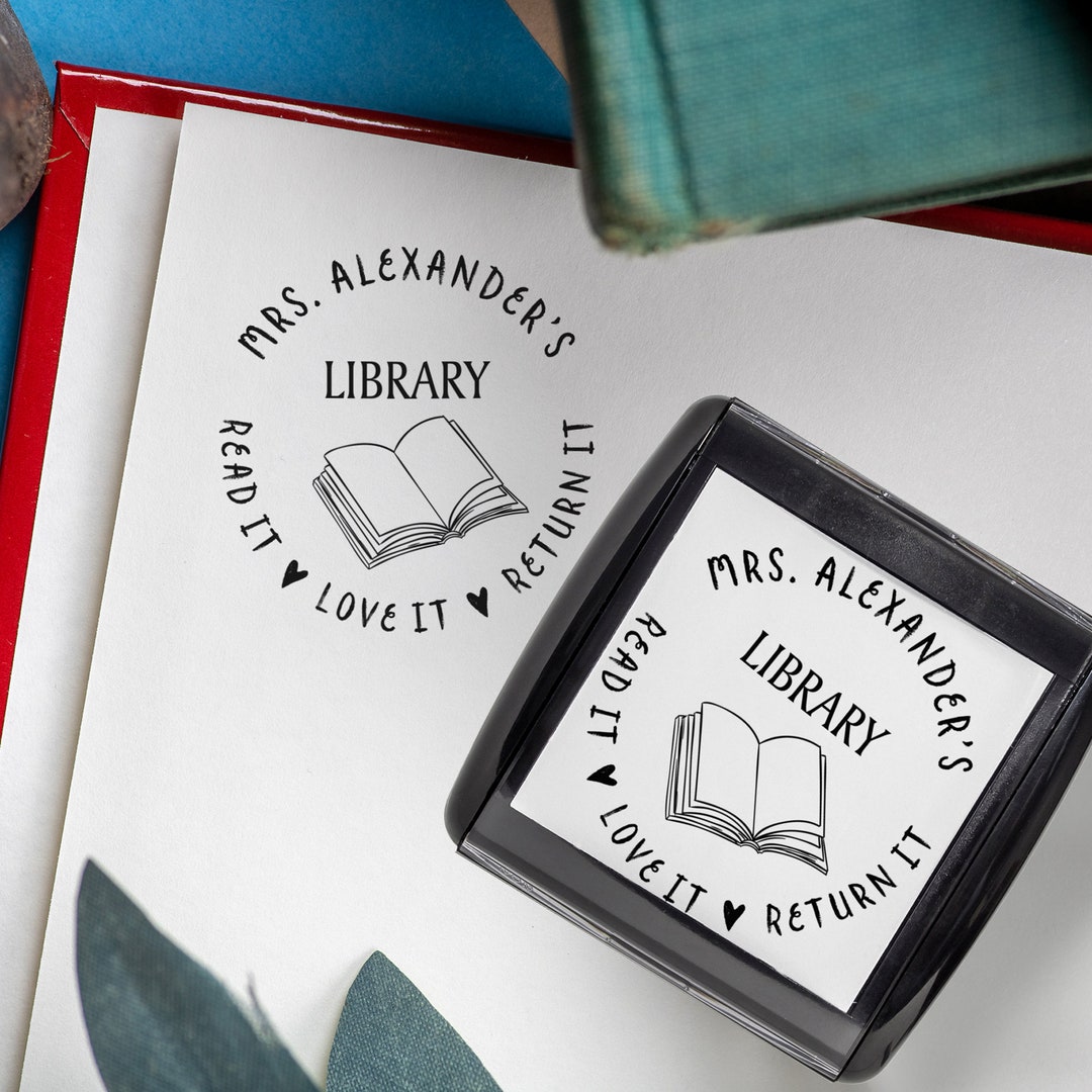 Custom Library Stamp, Personalized Library Rubber Stamp, Librarian ...