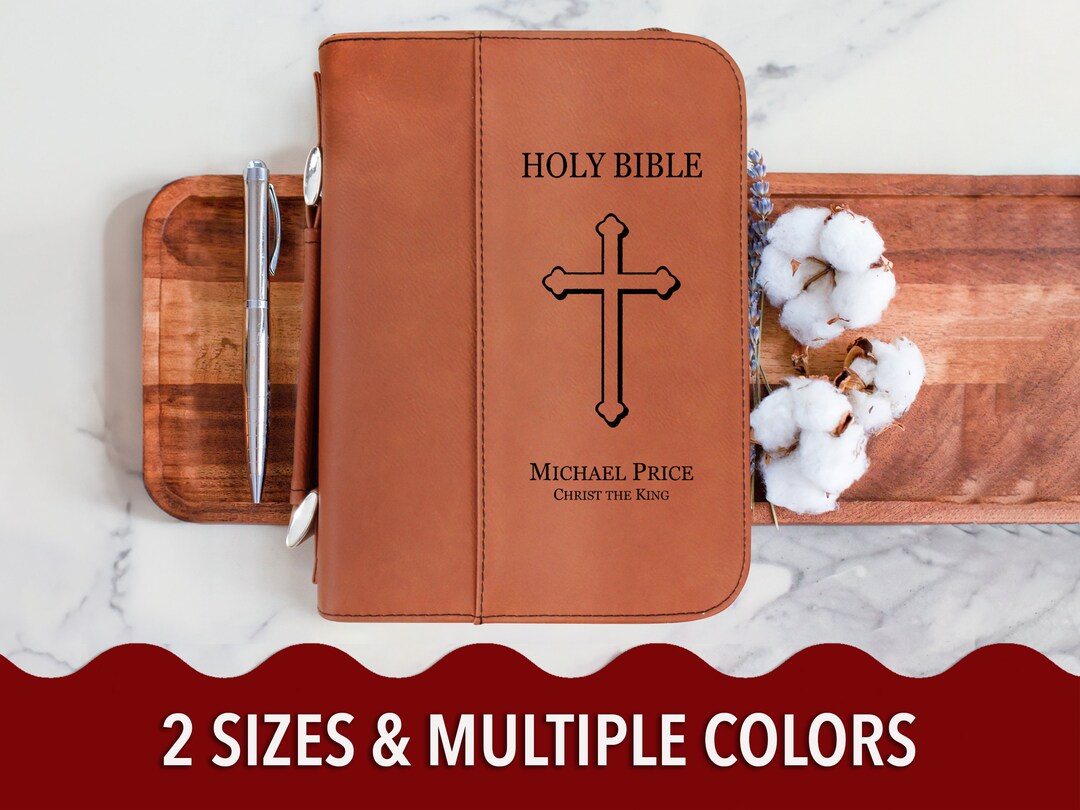 Custom Bible Cover With Cross, Personalized Bible Case, Leatherette ...