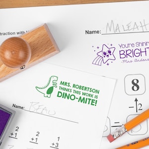 Fun Personalized Teacher Stamp, Custom Classroom Grading Stamp, Cute ...