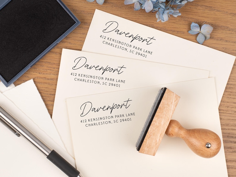 Personalized Return Address Stamp, Custom Wedding Stamp, Stylish Rubber ...