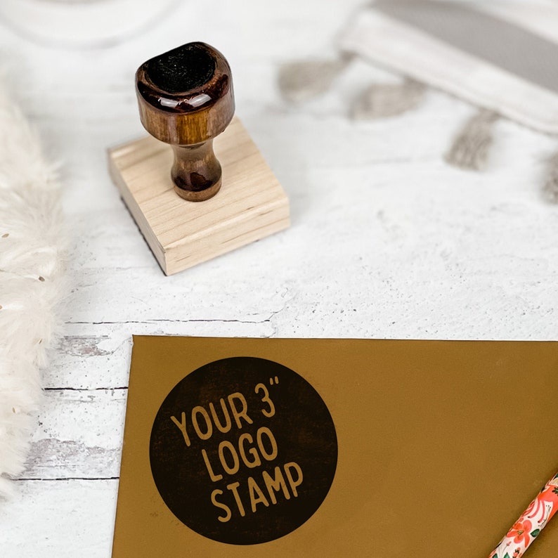 Custom 3 Logo Stamper Rubber Logo Handstamp and Ink - Etsy