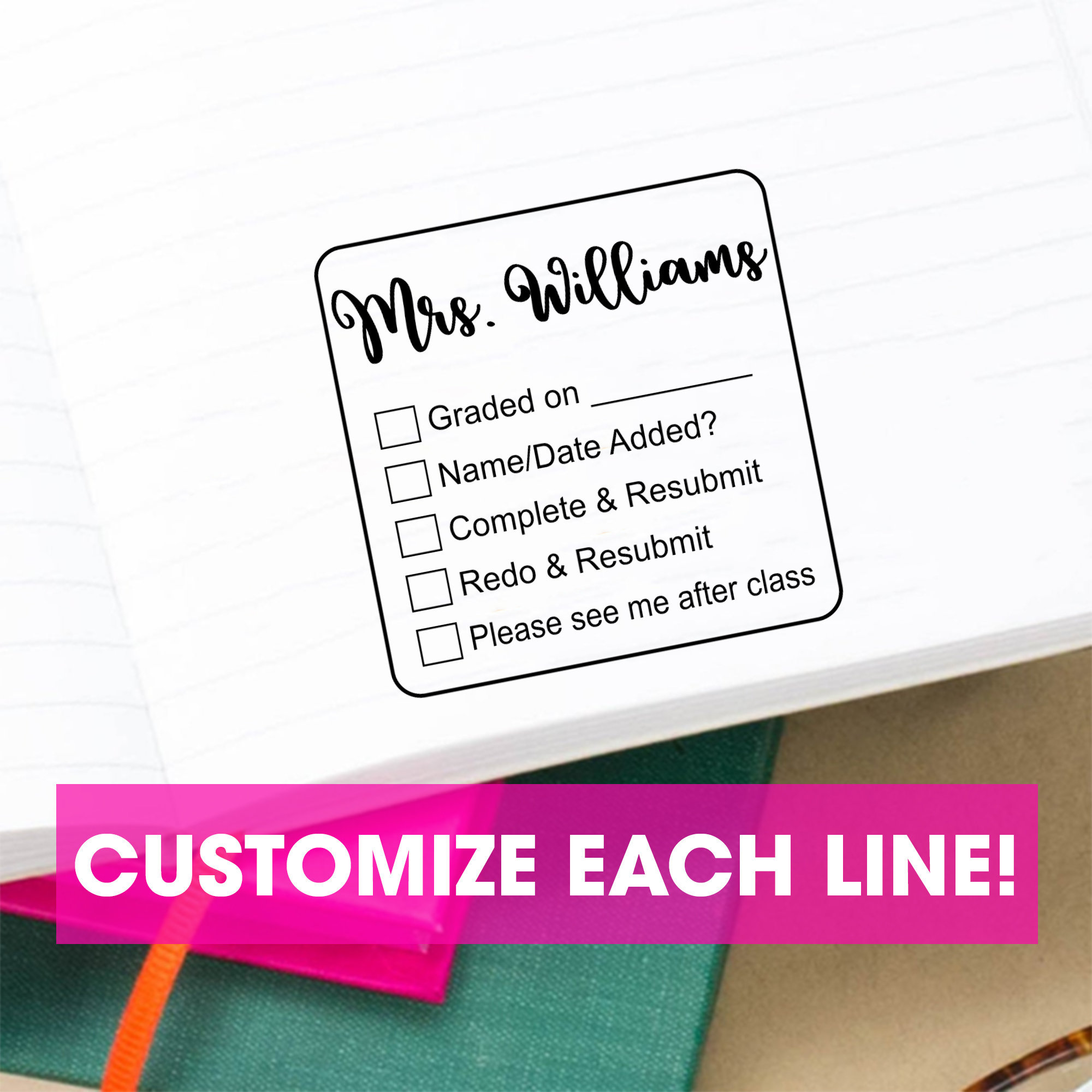 Custom Six Line Grading Stamp for Teachers Personalized - Etsy Canada