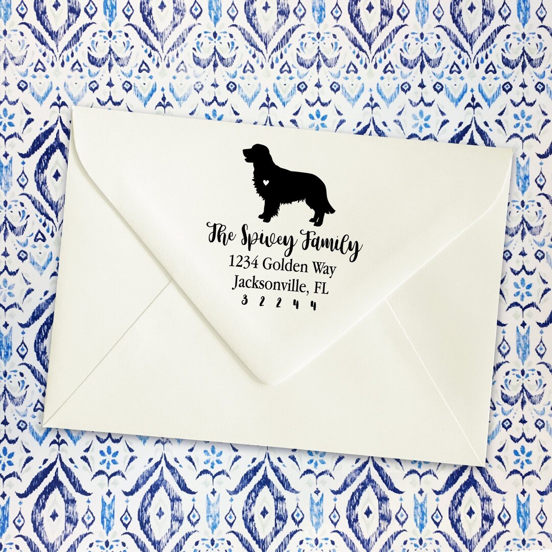 Golden Retriever Custom Address Stamp Self Inking Golden Retriever ...
