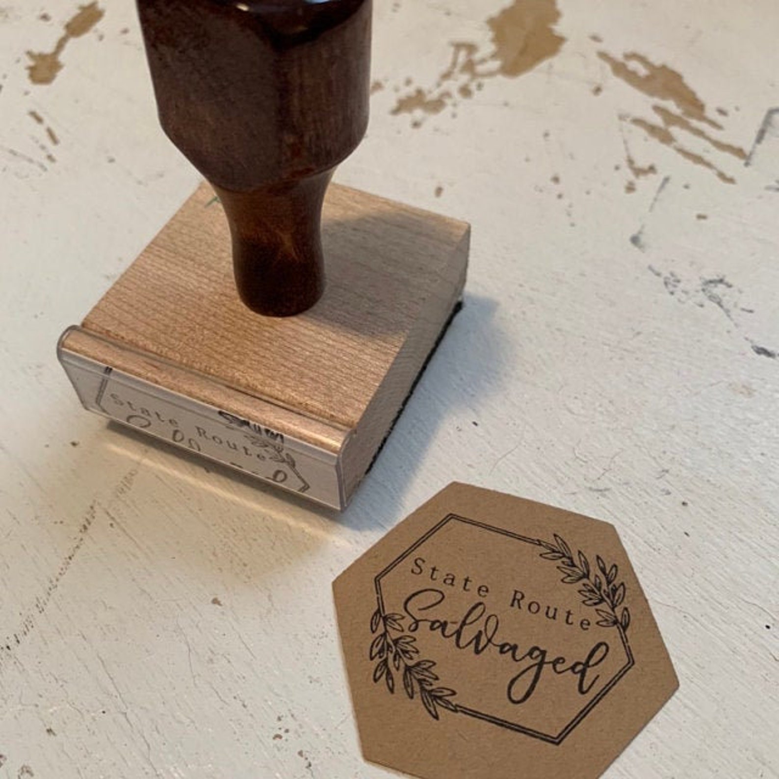 Custom 4 Logo Stamper Rubber Logo Handstamp and Ink - Etsy