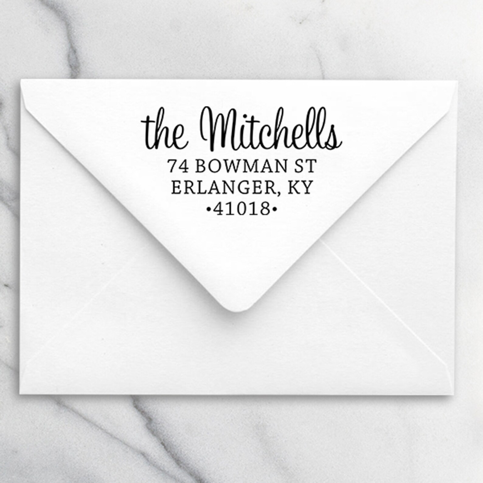 Custom Calligraphy Family Address Stamp Mitchell Design | Etsy