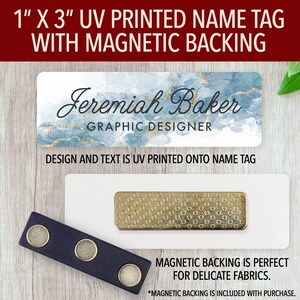 Custom Name Tag With Marble Design, Durable Plastic Name Tag With ...