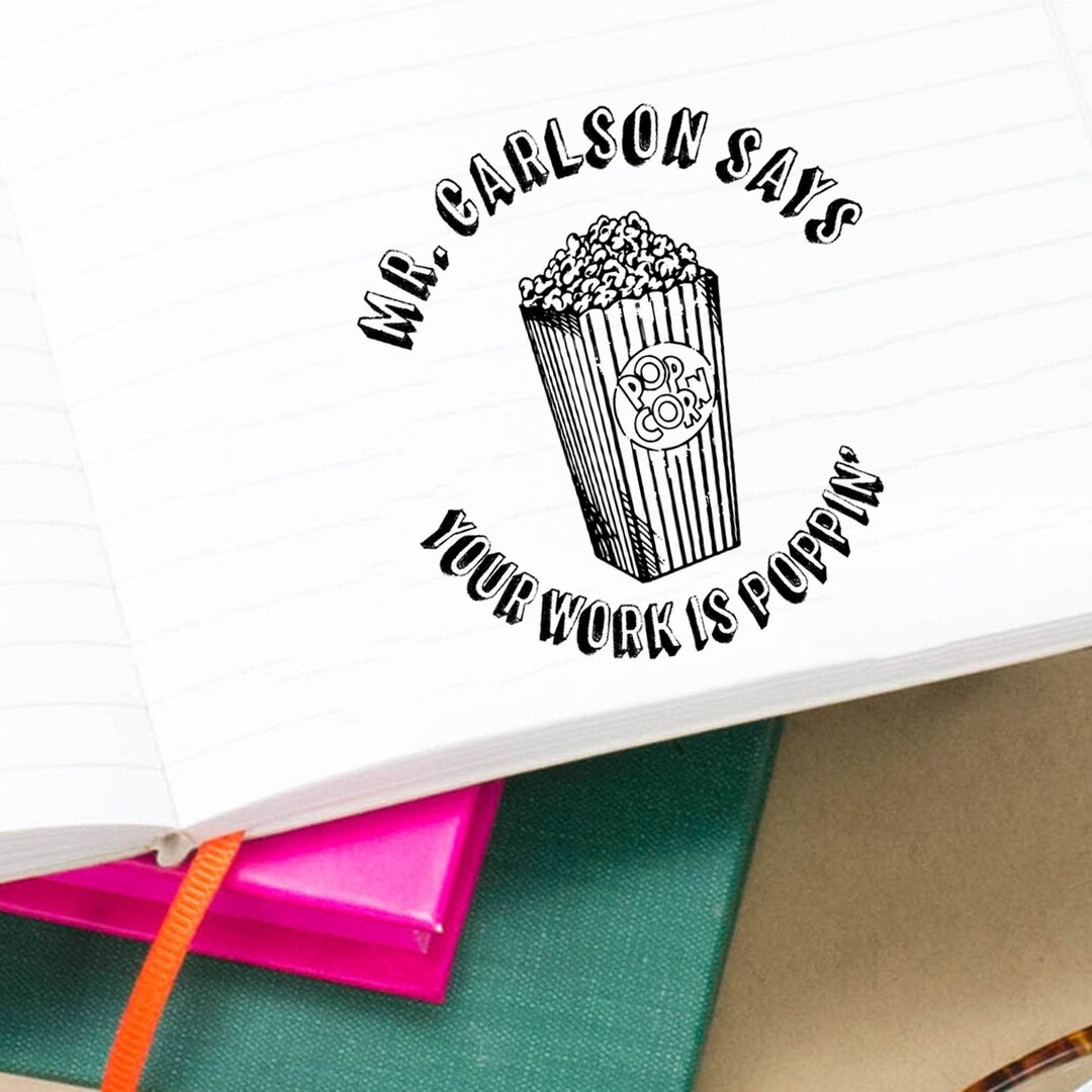 Funny Popcorn Teacher Stamp, Personalized Classroom Grading Stamps ...